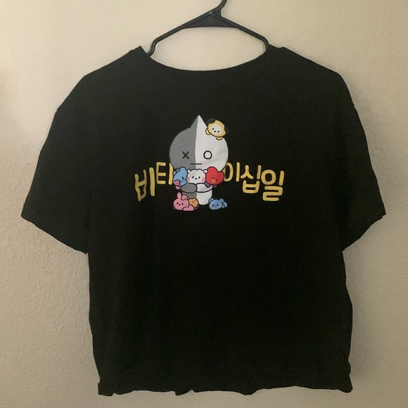 Bts | Tops | Bt2 Bts Black Crop Top Size Xl | Poshmark
